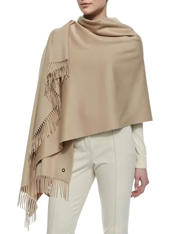 Loro Piana Cashmere Fringe-Trim Opera Stole - Golden Shade